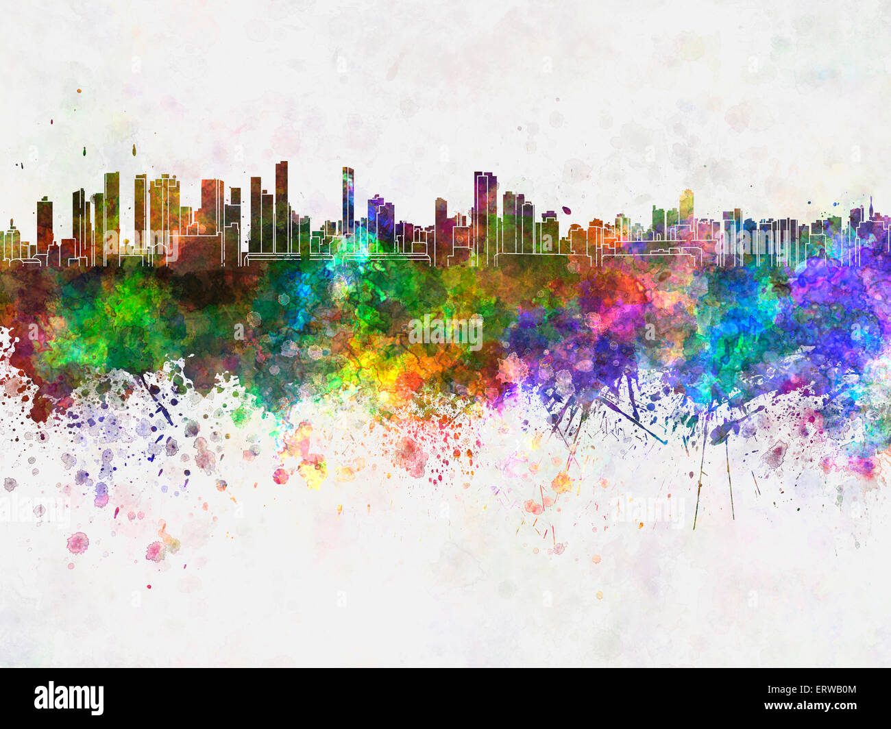 Belem skyline in watercolor background Stock Photo - Alamy