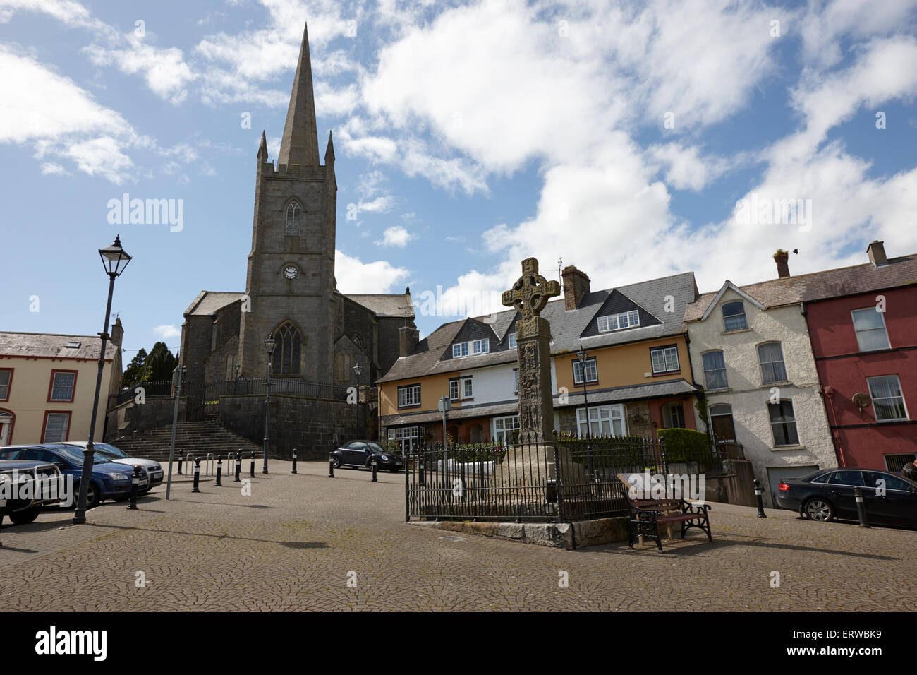 The diamond with St Tiernachs church of ireland church and high cross ...