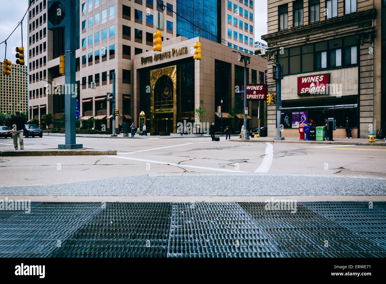 Buildings and intersection in downtown Pittsburgh, Pennsylvania Stock ...