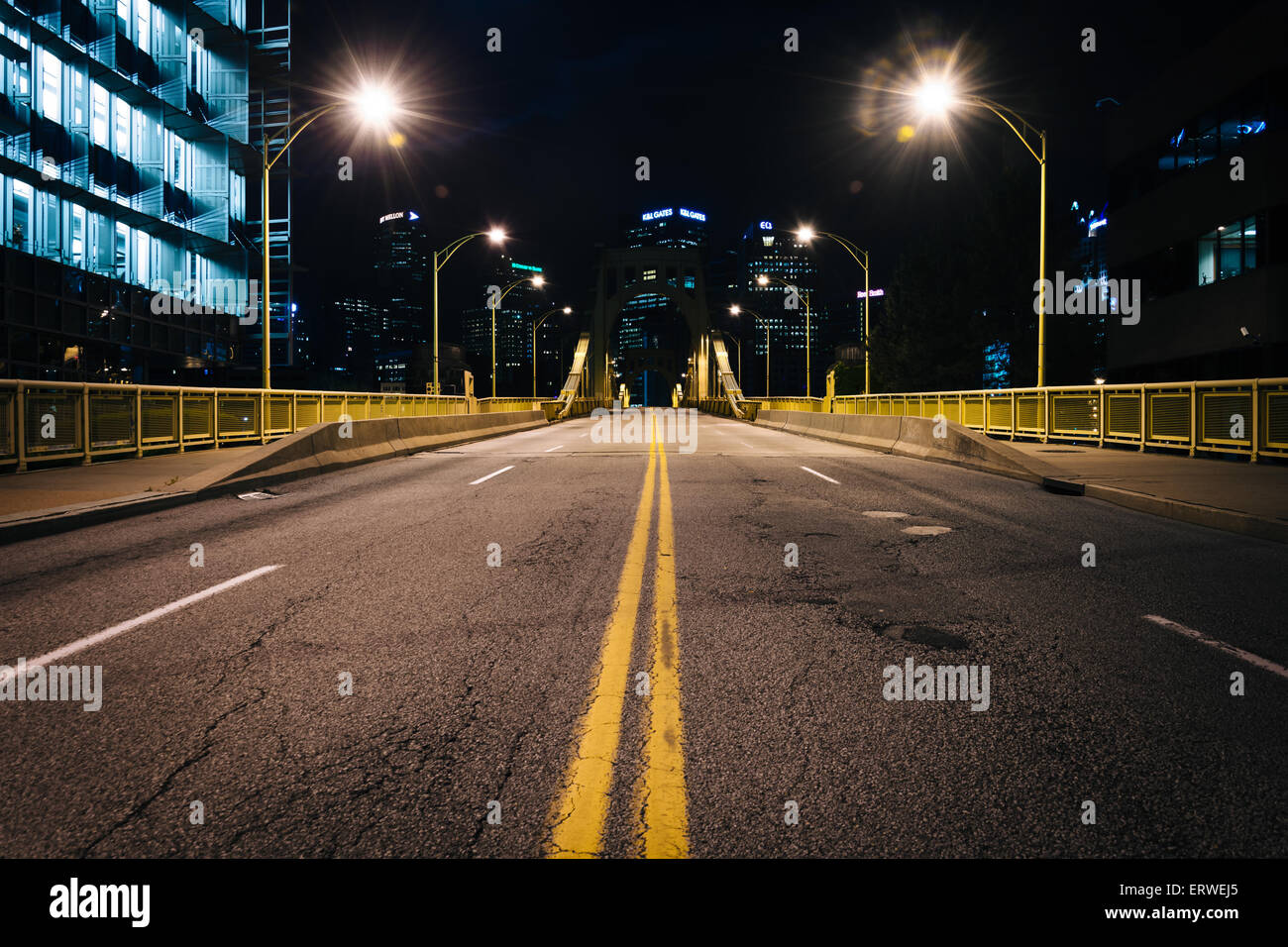 The Rachel Carson Bridge at night, in Pittsburgh, Pennsylvania Stock ...