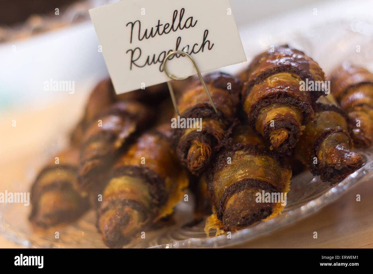 Nutella Rugelach, Jewish chocolate filled croissant desserts Stock ...