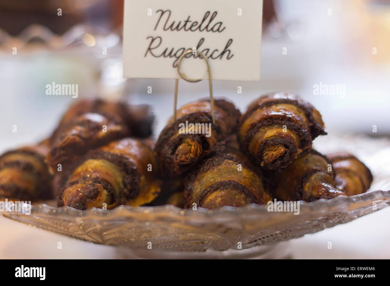 Nutella Rugelach, Jewish chocolate filled croissant desserts Stock ...