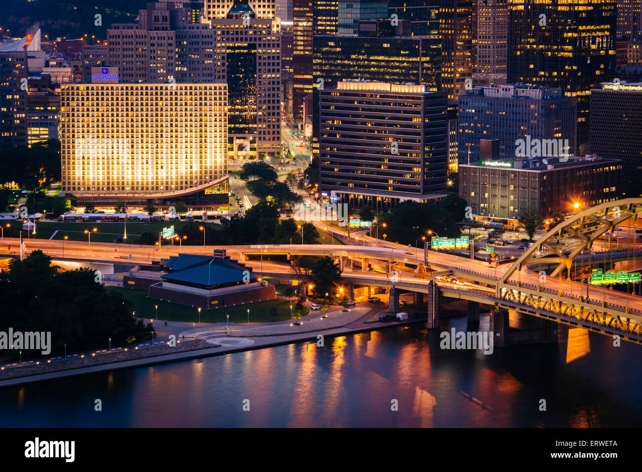 View of buildings in downtown Pittsburgh from the top of the Duquesne ...