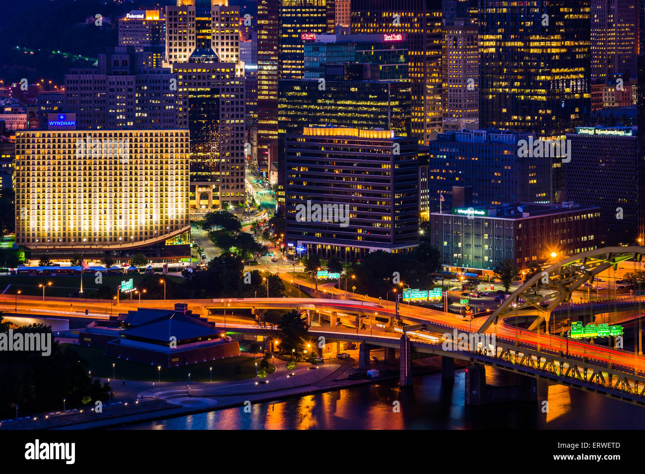 View of buildings in downtown Pittsburgh from the top of the Duquesne ...