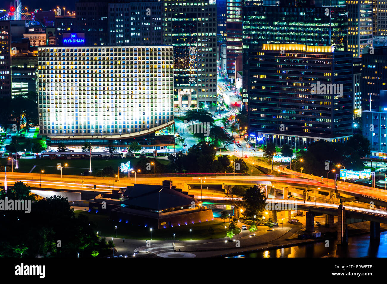 View of buildings in downtown Pittsburgh from the top of the Duquesne ...
