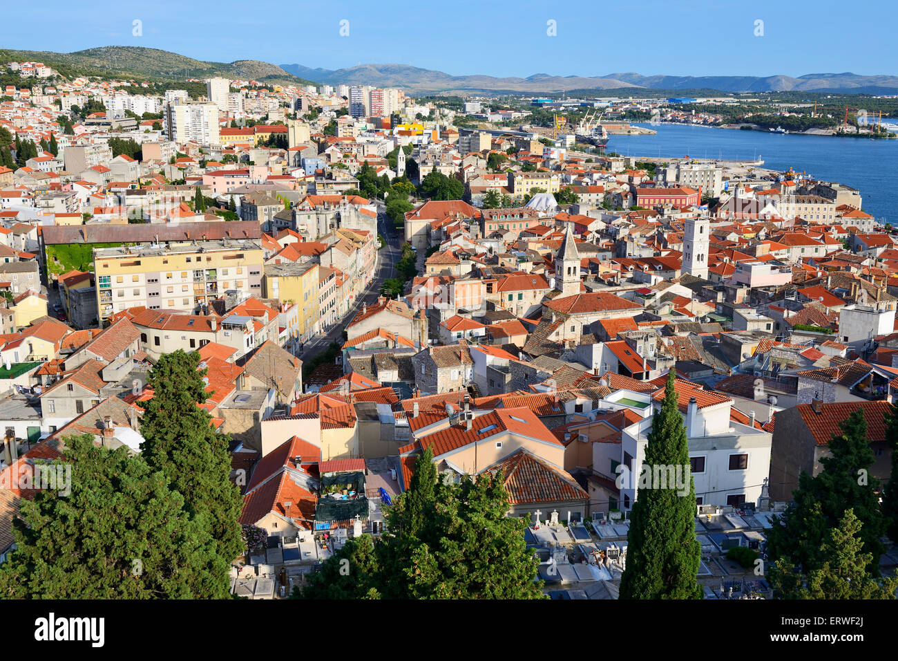 View of Sibenik from medieval Fortress of St Michael (formerly St Anne ...