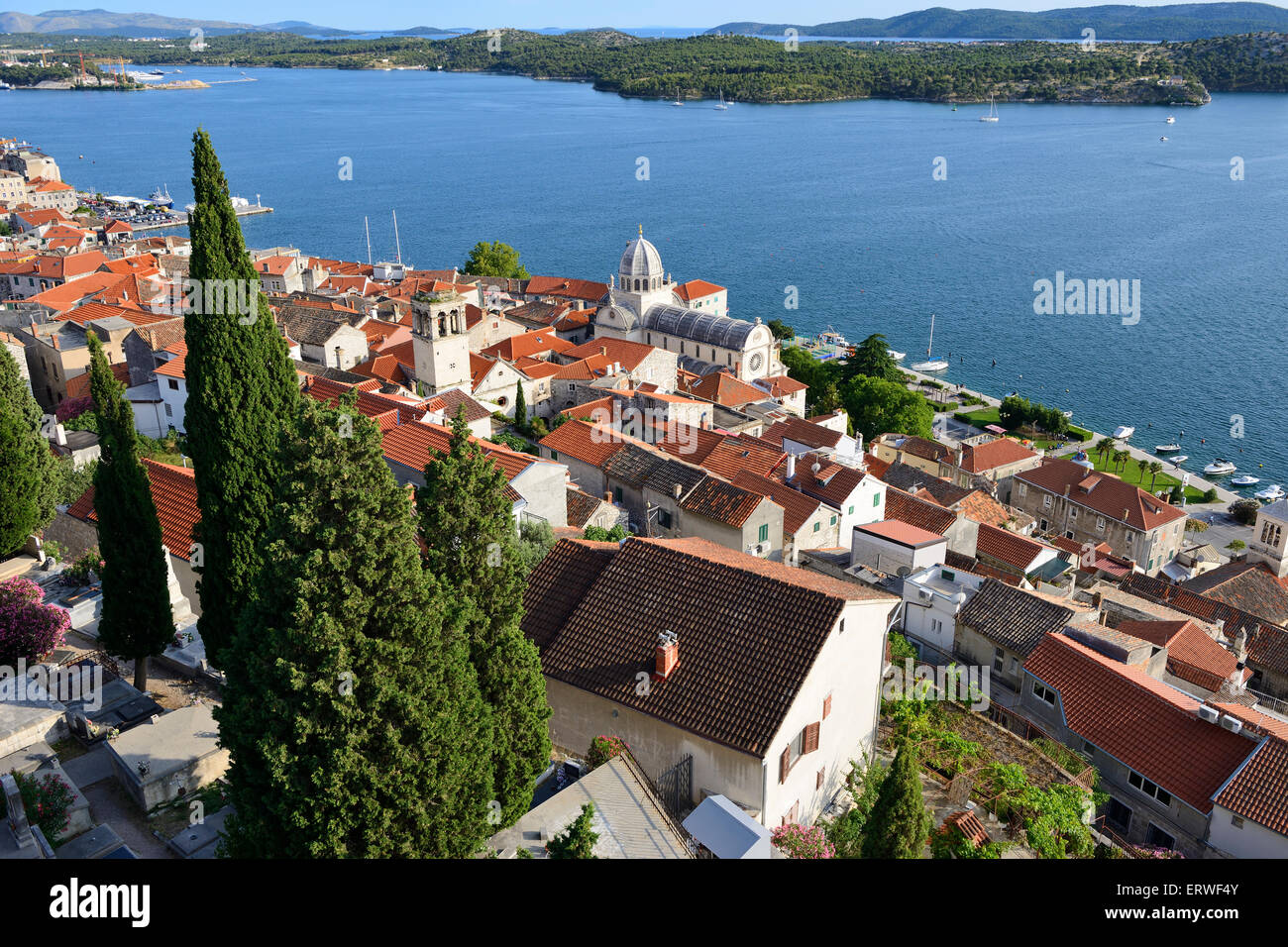 View of Sibenik from medieval Fortress of St Michael (formerly St Anne ...