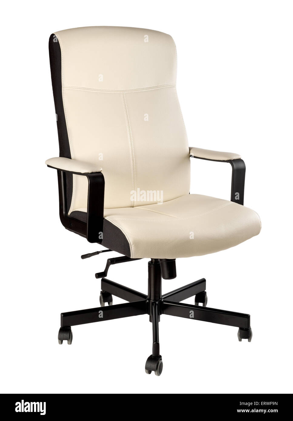 White computer chair, leather, on a white background isolated Stock ...