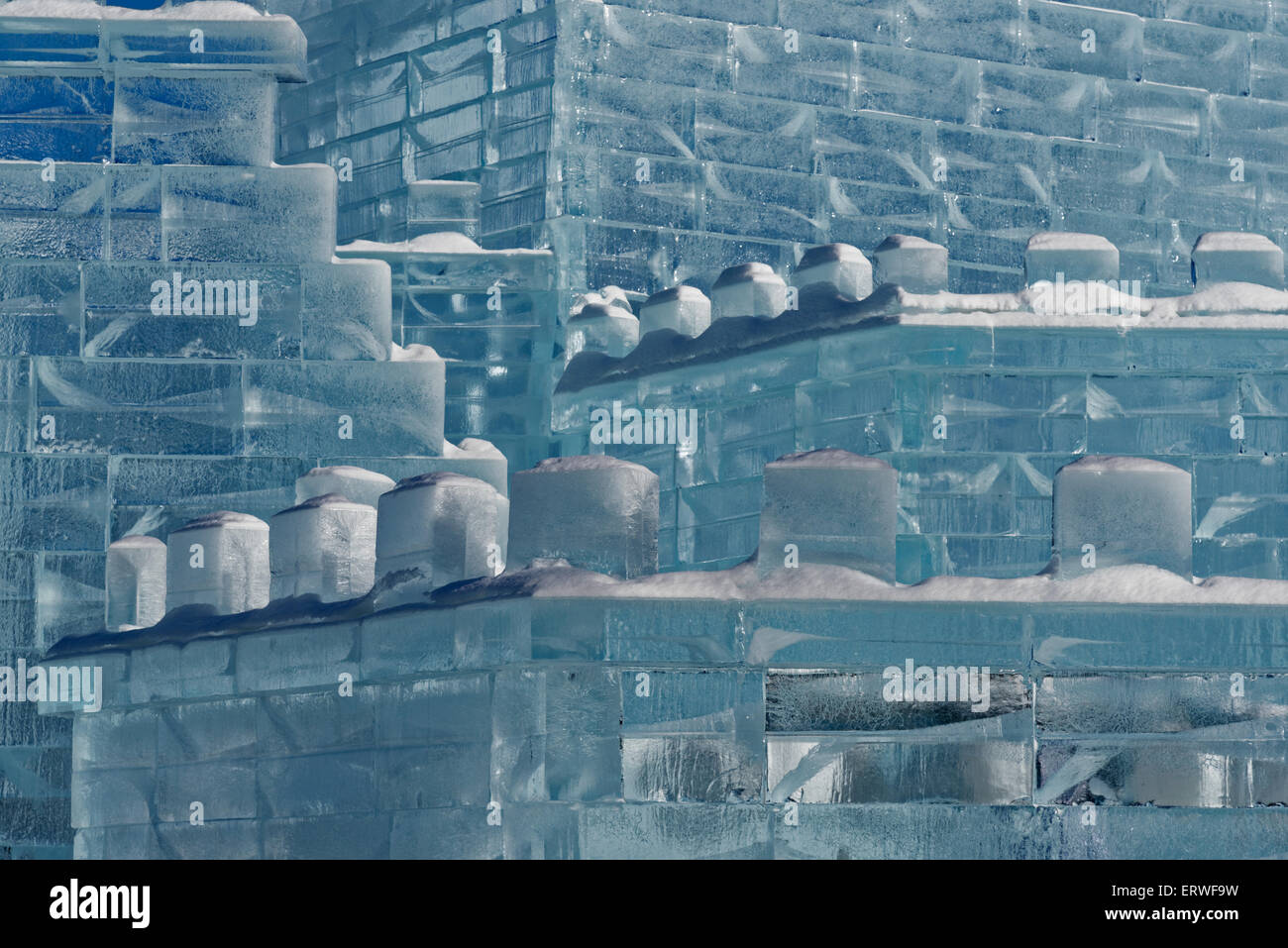 Detail of the ice castle in Quebec City, built each year for the Quebec ...