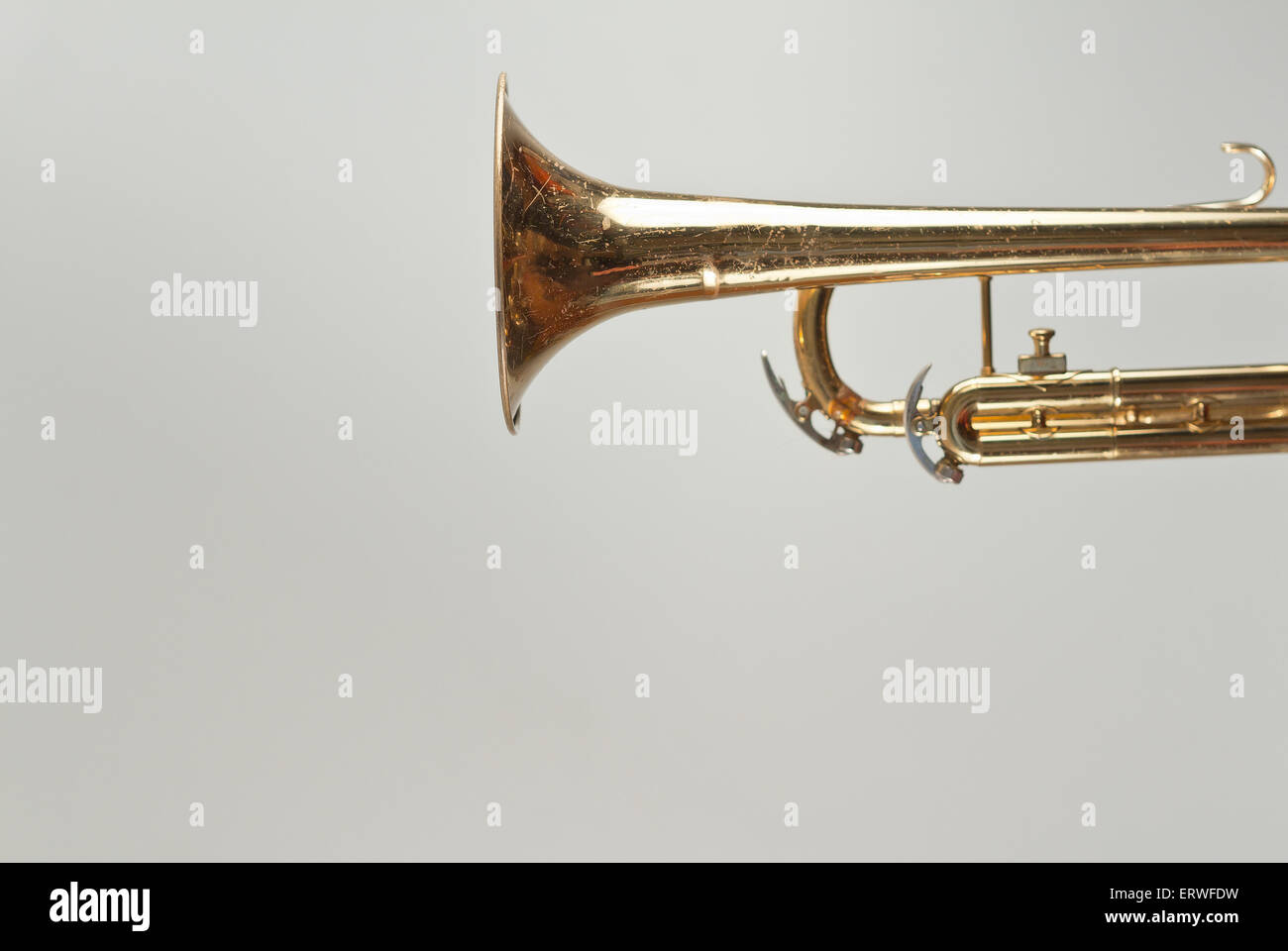 Musical instrument old rusty trumpet background side view Stock Photo ...