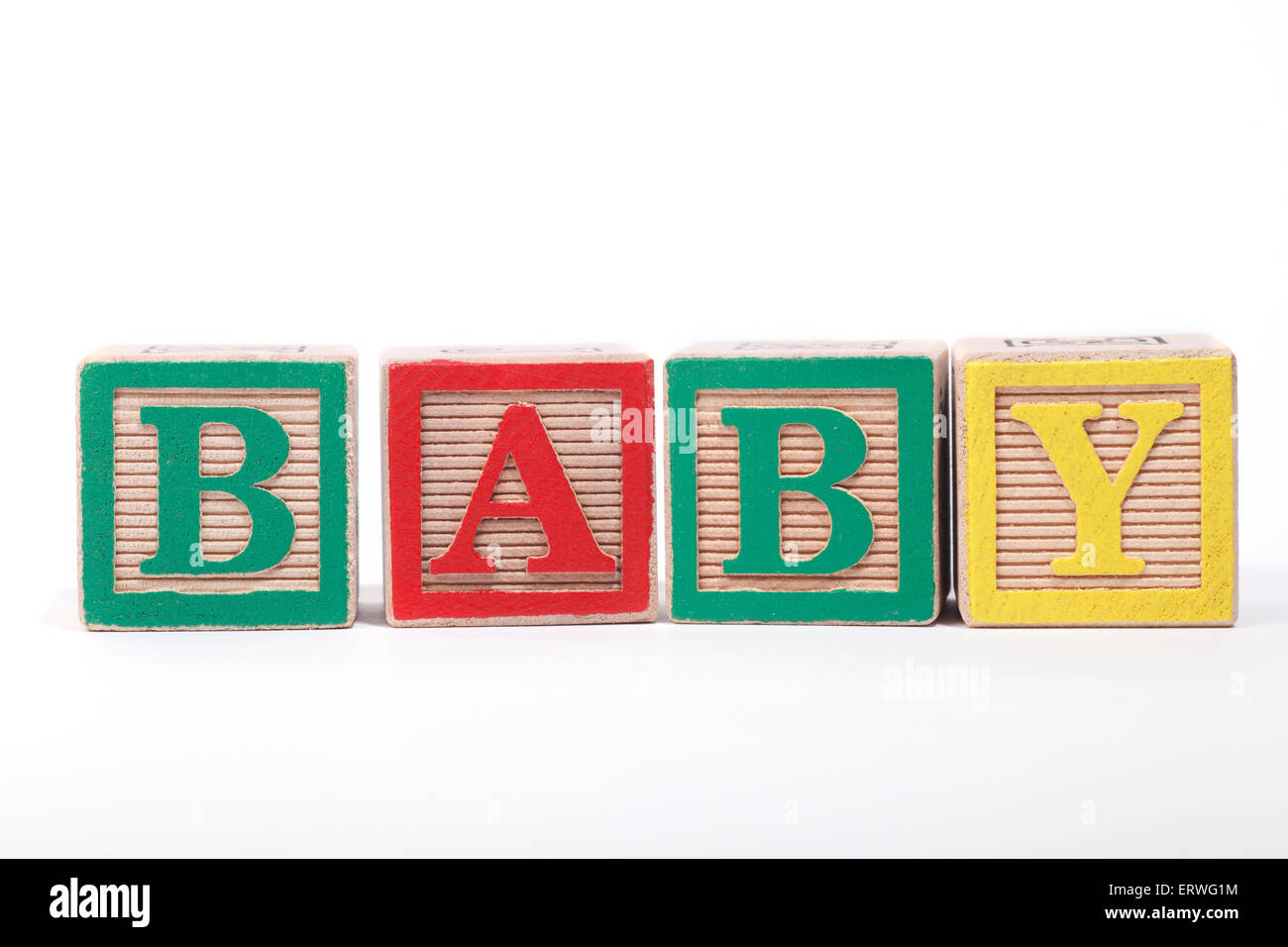 The word 'BABY' spelt out with Children's building blocks Stock Photo ...