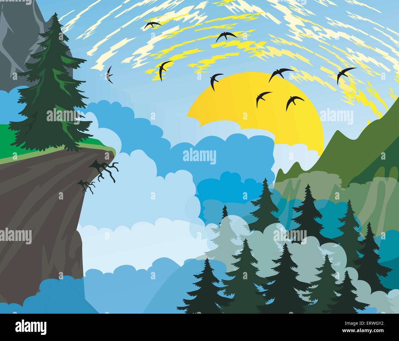 Bird and rocky background Stock Vector Images - Alamy