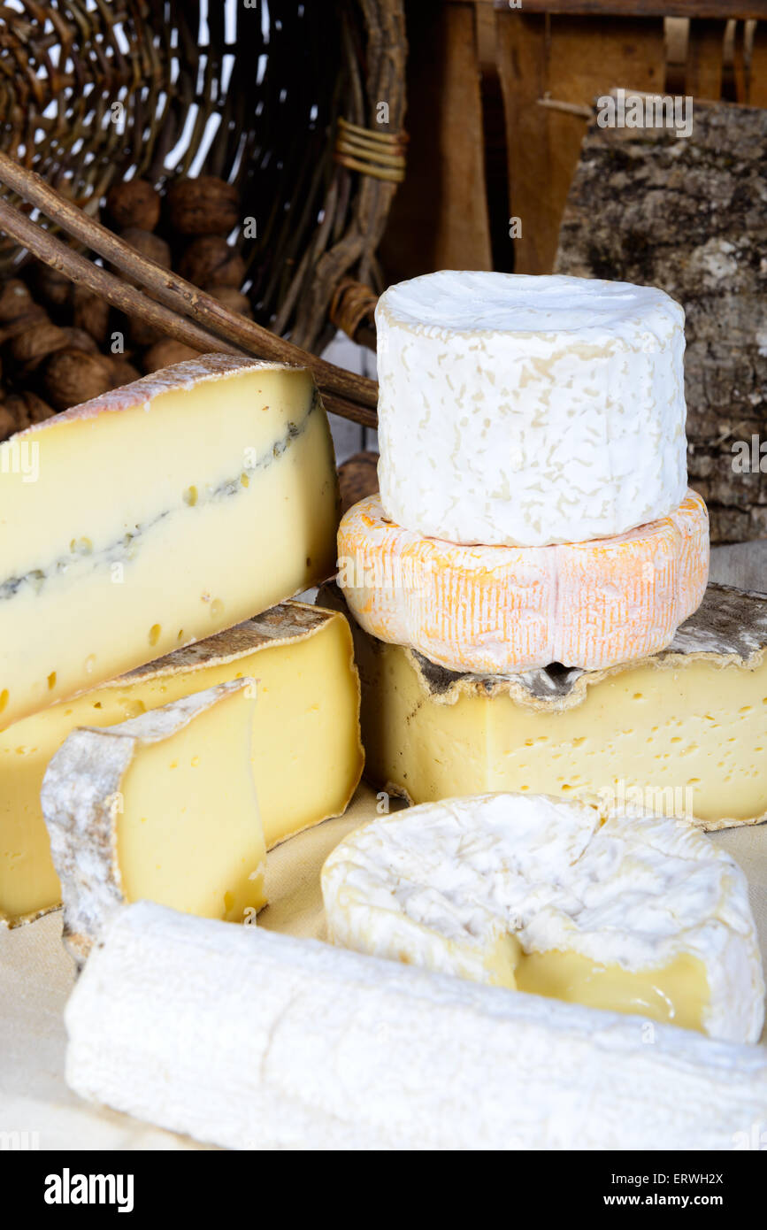 different french cheeses on a plate Stock Photo - Alamy