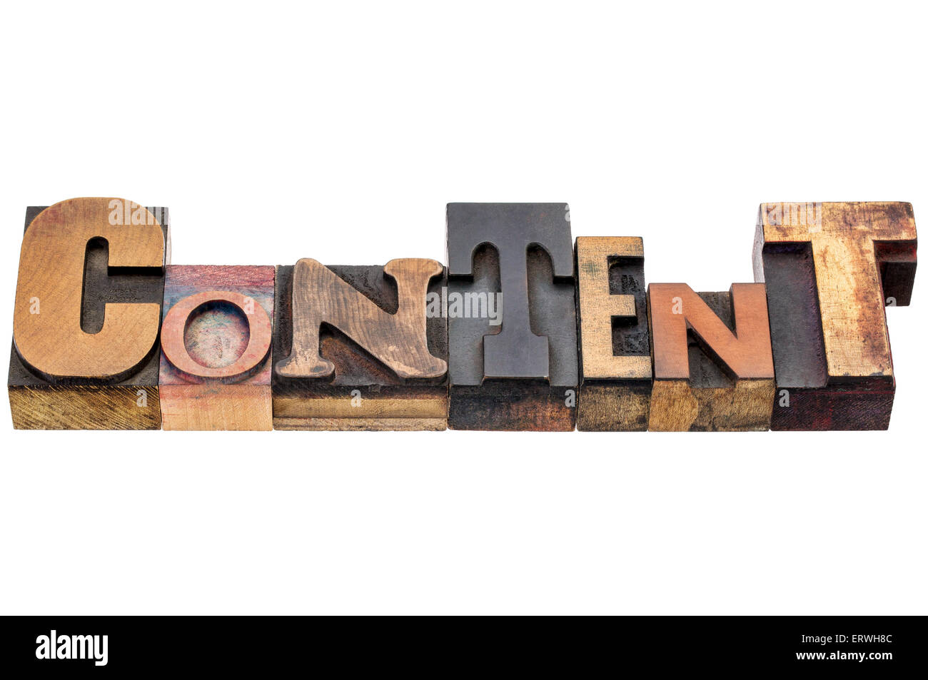 content word abstract - isolated text in vintage mixed letterpress wood ...