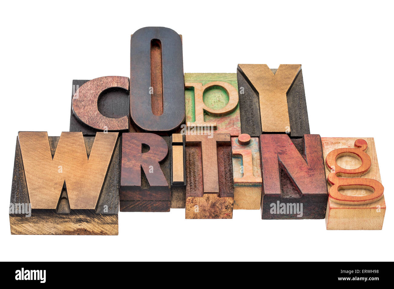 copywriting word - isolated text in mixed letterpress wood type ...