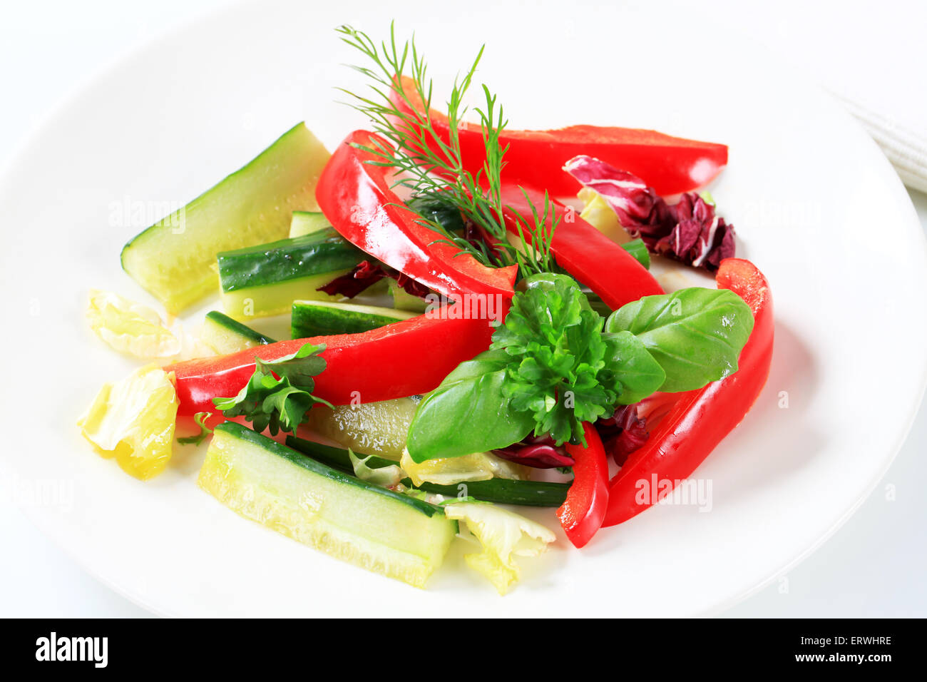 Fresh red bell pepper and cucumber sticks Stock Photo - Alamy