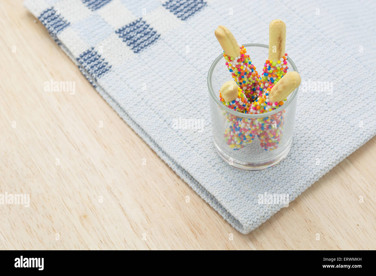 Sweet bread sticks with chocolate and colorful sugar sprinkles Stock ...