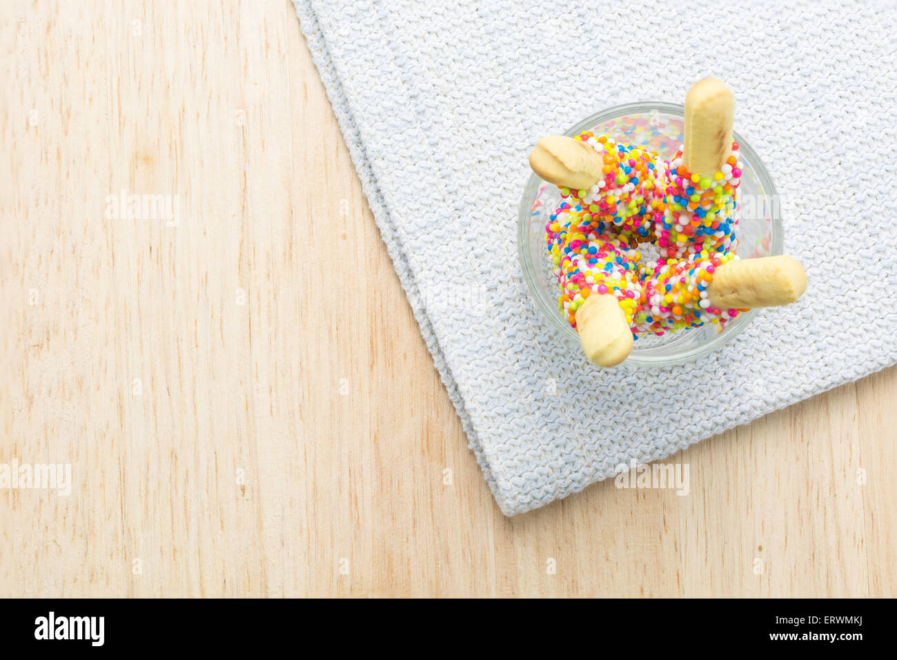 Sweet bread sticks with chocolate and colorful sugar sprinkles Stock ...