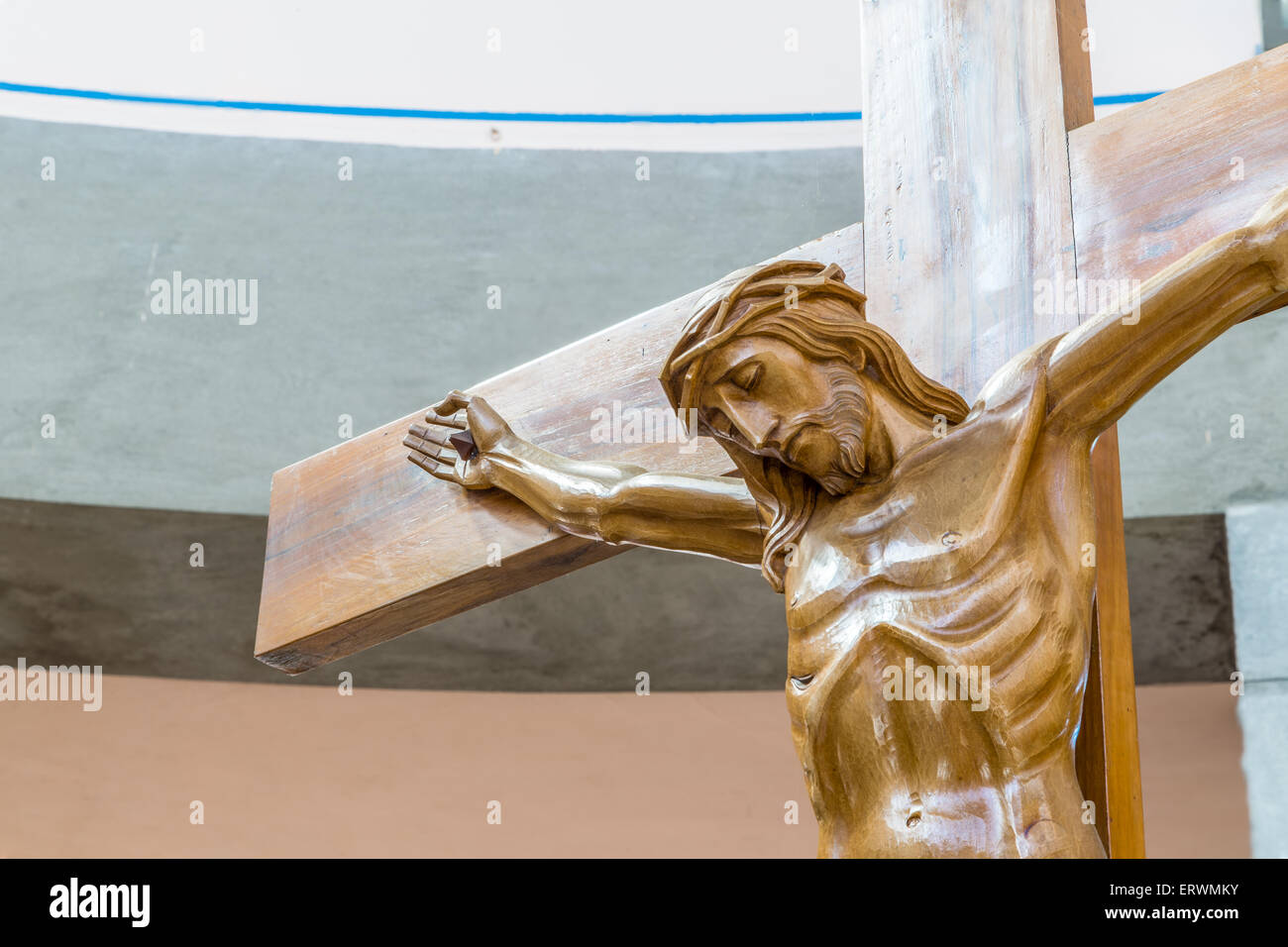 A wood carved statue of the Crucifixion of Jesus Christ Stock Photo - Alamy