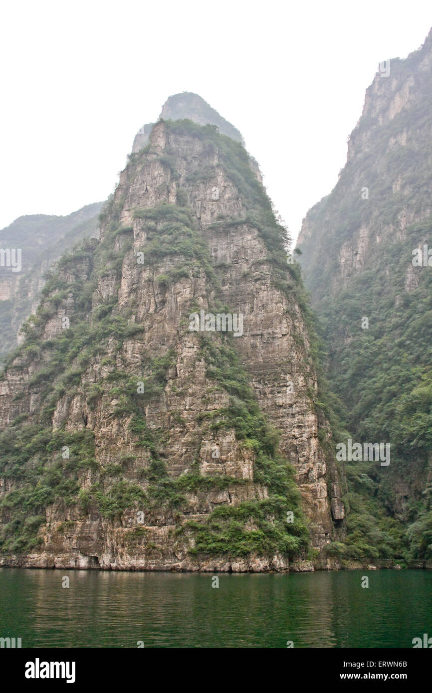 Steep high cliffs and the river at the bottom of the gorge Stock Photo ...