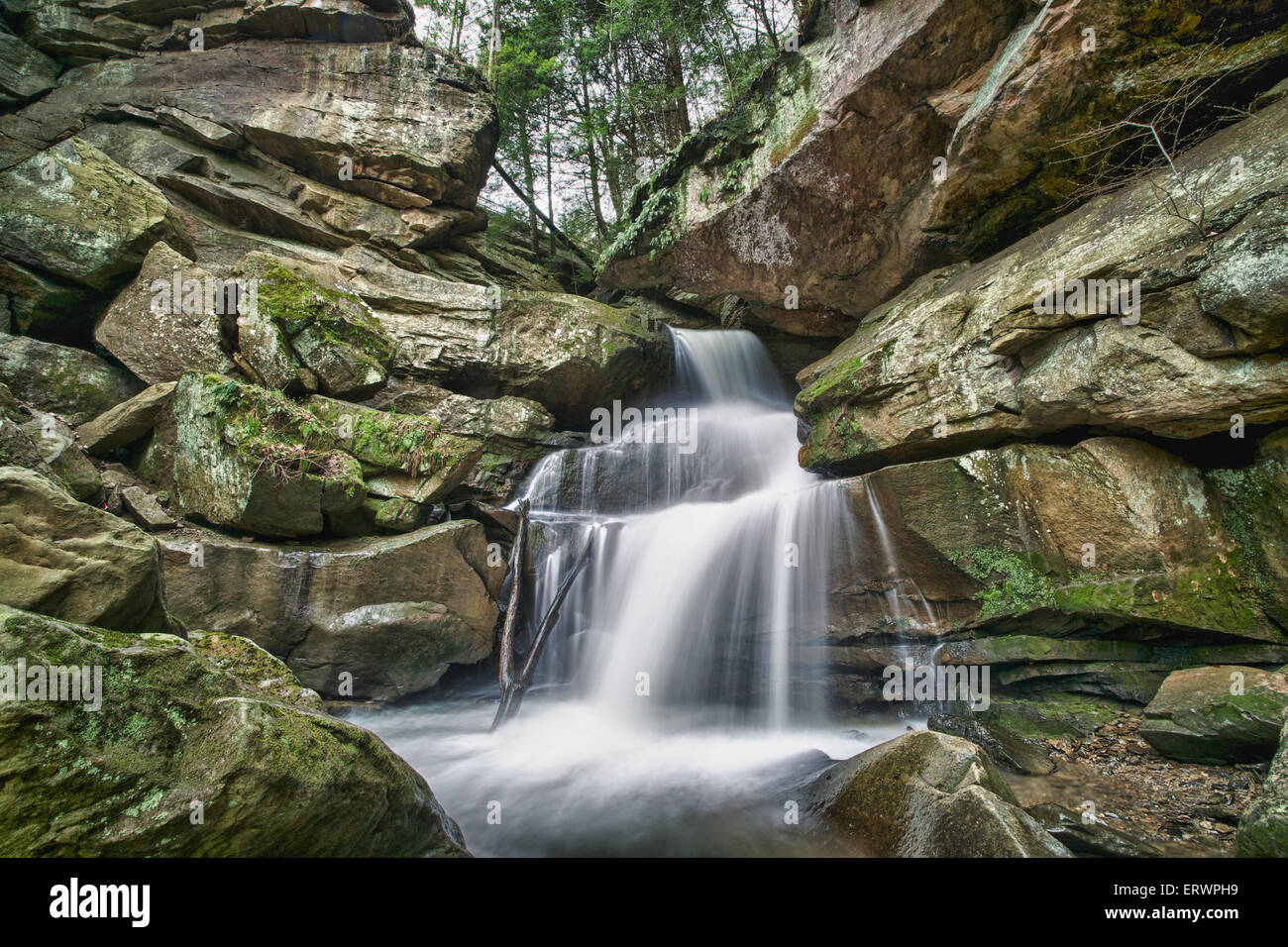 Waterfalls rush downward after a spring thunderstorm Stock Photo - Alamy