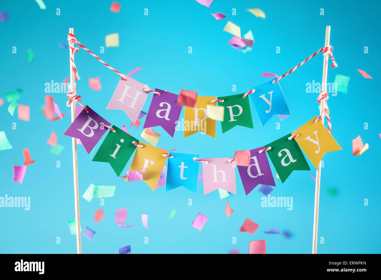 Happy birthday sign over confetti background Stock Photo - Alamy