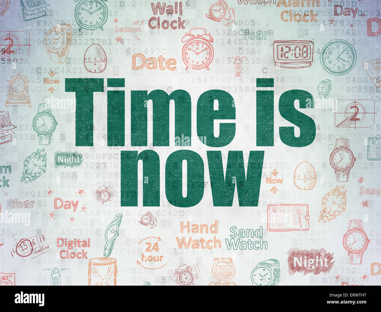 Time concept: Time is Now on Digital Paper background Stock Photo - Alamy