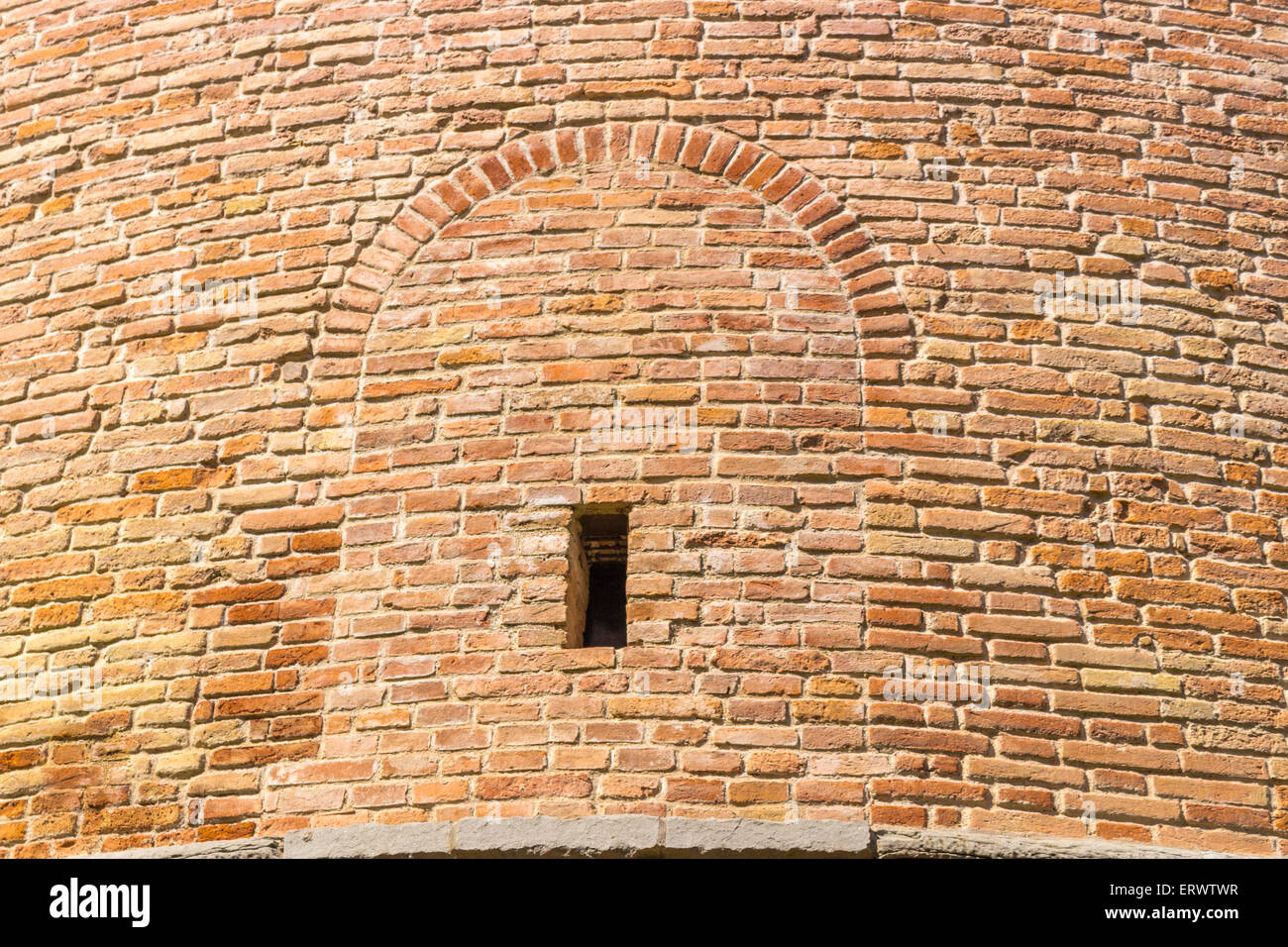 ancient brick walls with window of military fortification of 1400 in ...