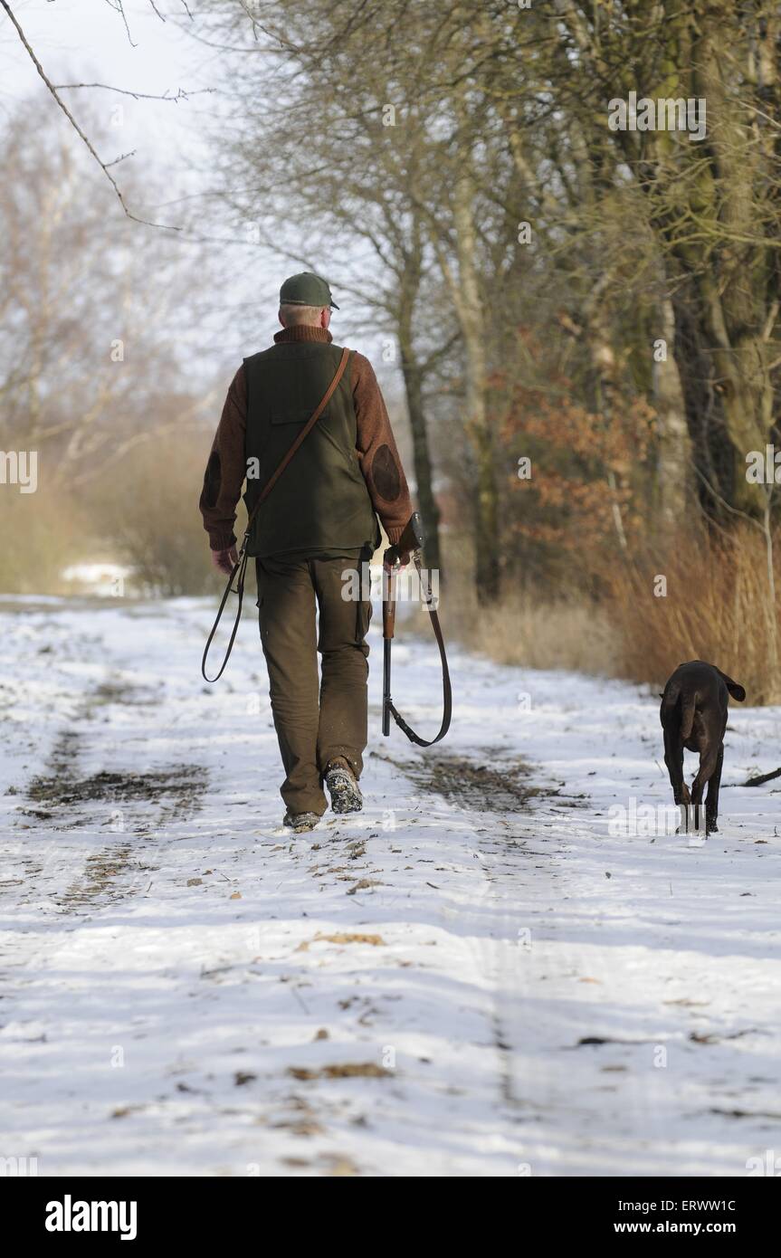 huntsman with German shorthaired Pointer Stock Photo - Alamy