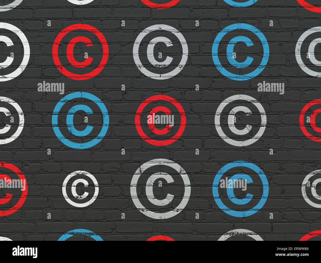 Law concept: Copyright icons on wall background Stock Photo - Alamy