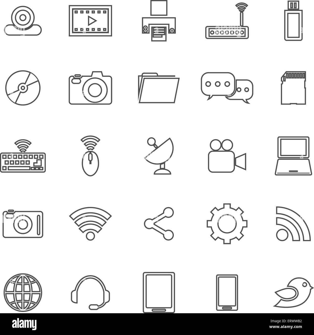 Hi-tech line icons on white background, stock vector Stock Vector Image ... Hi-tech line icons on white background, stock vector Stock Vector Image ...