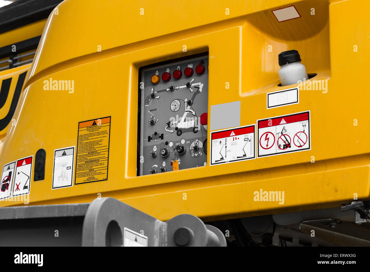 construction equipment and machinery, closeup control panel Stock Photo ...