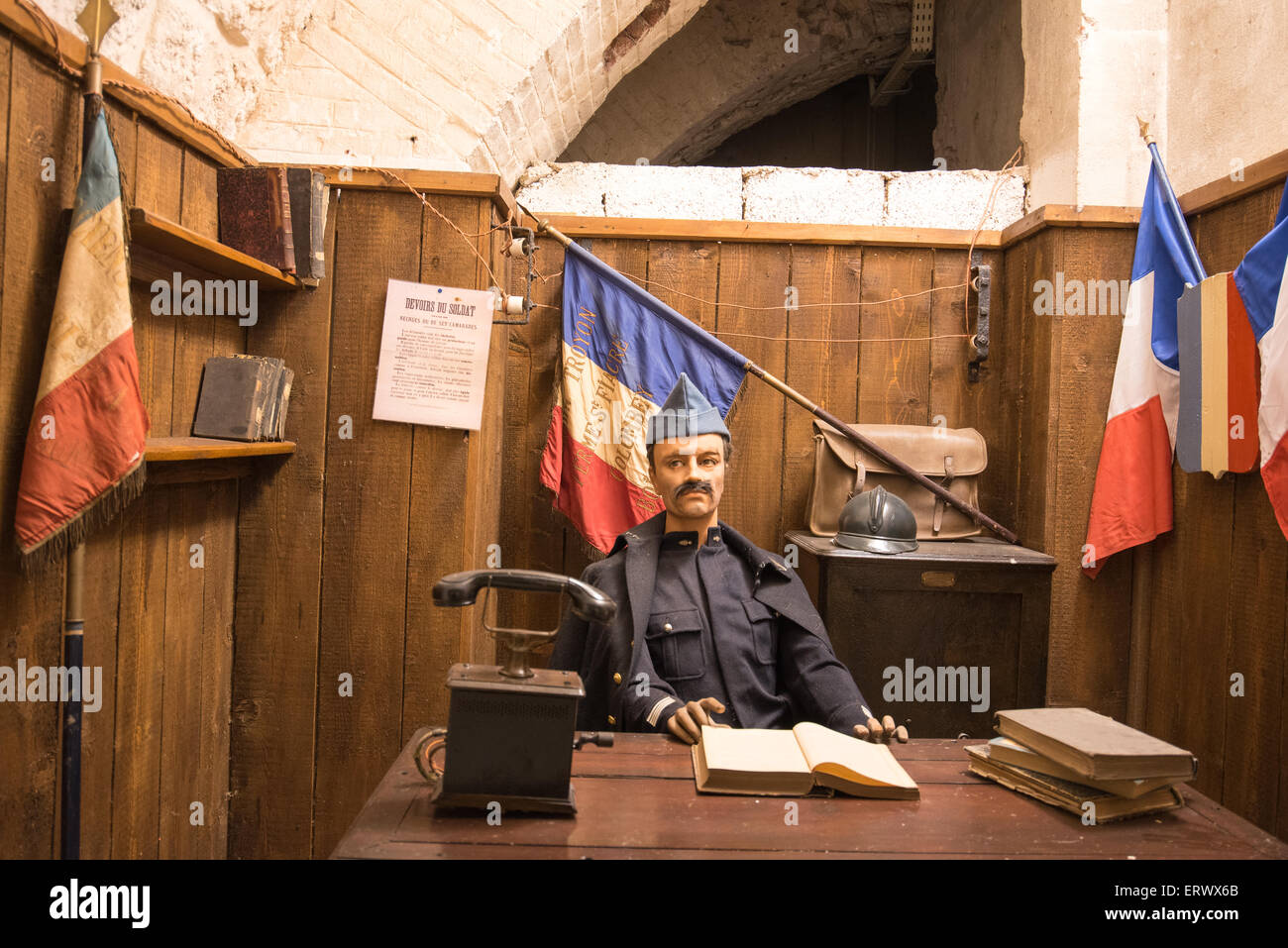 Figure of French soldier in Fort de Vaux WW1 fortress, Verdun Stock ...
