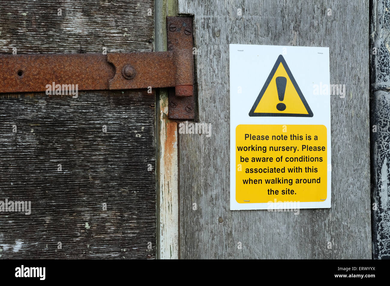Safety sign at nursery for public Stock Photo - Alamy