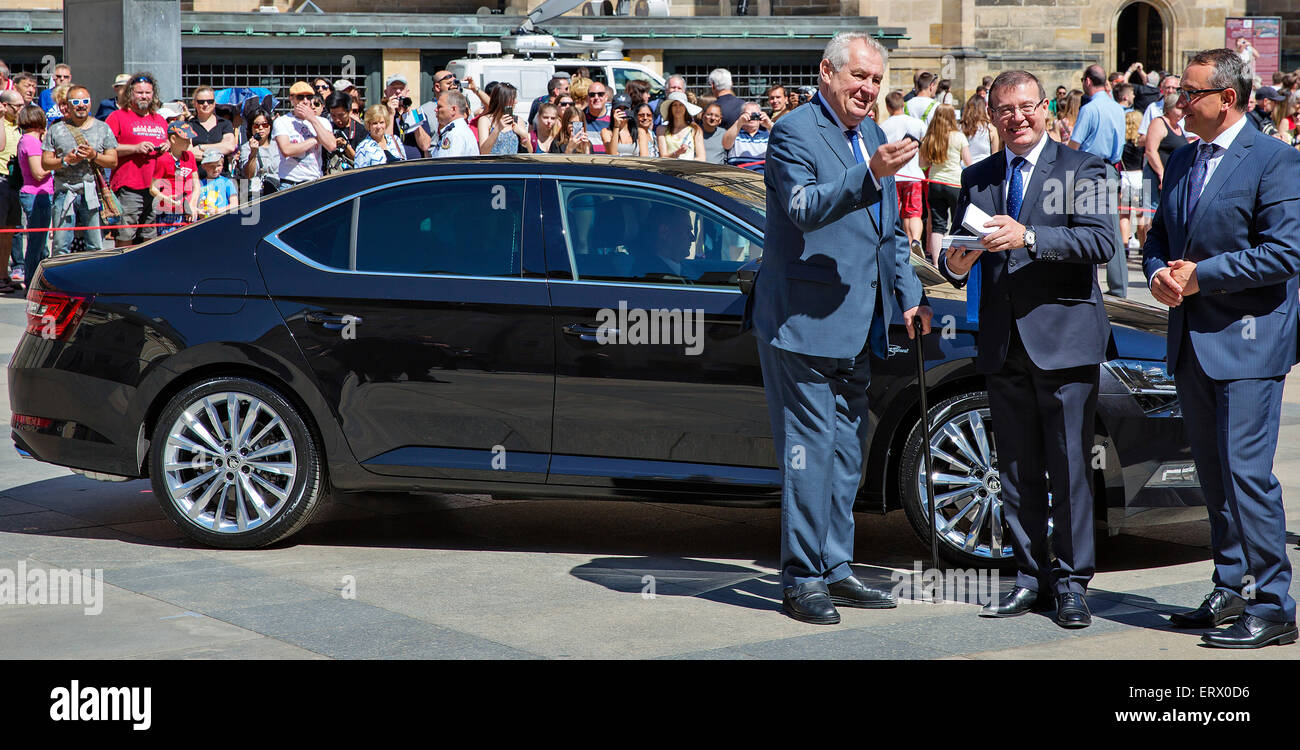 Czech President Milos Zeman, left, will continue to use a Skoda Superb ...