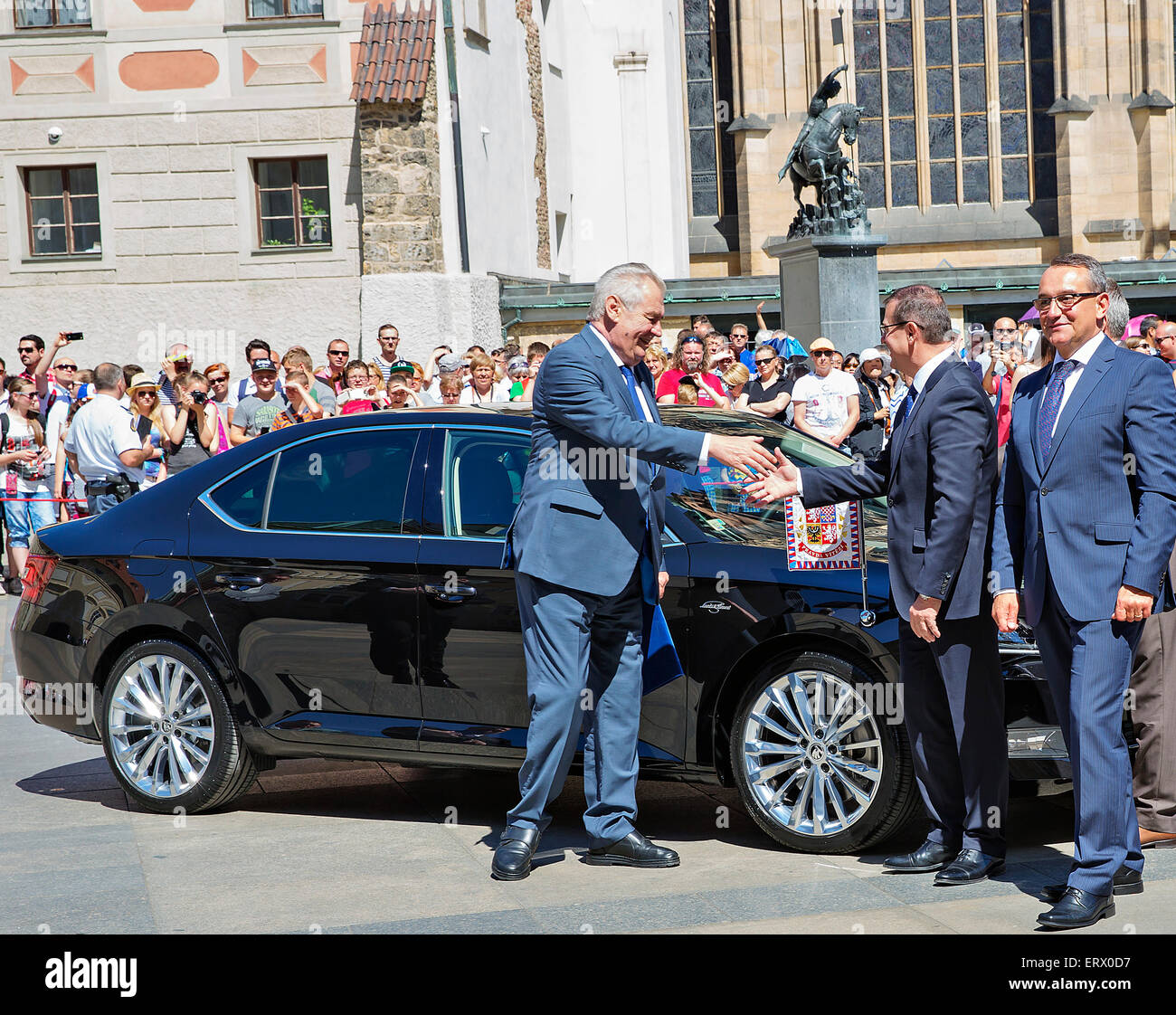 Czech President Milos Zeman, left, will continue to use a Skoda Superb ...