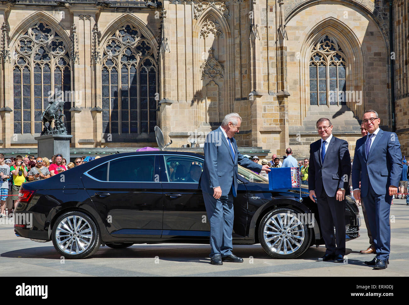 Czech President Milos Zeman, left, will continue to use a Skoda Superb ...