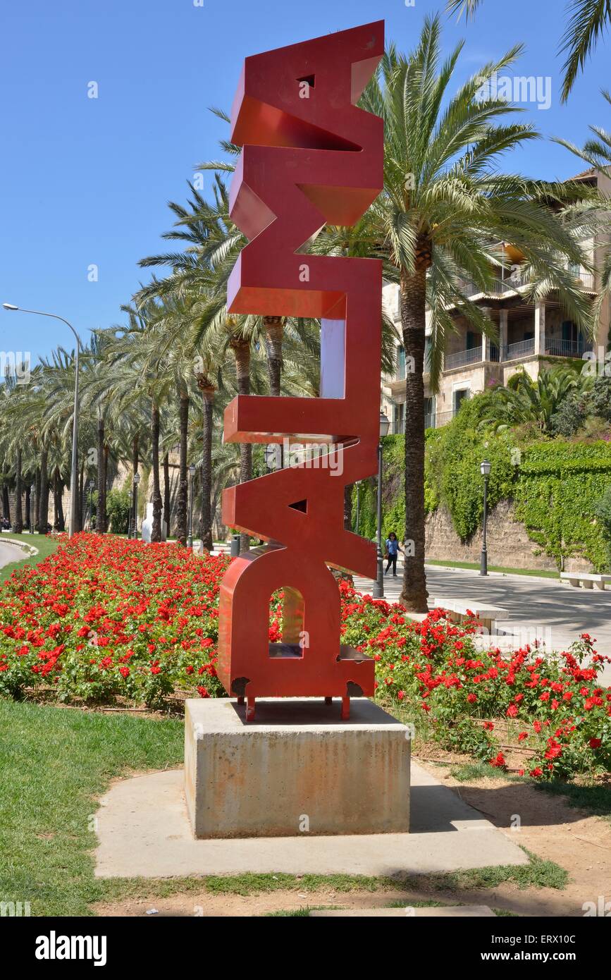Sign "Palma" in the port of Palma de Mallorca, Majorca, Balearic ...