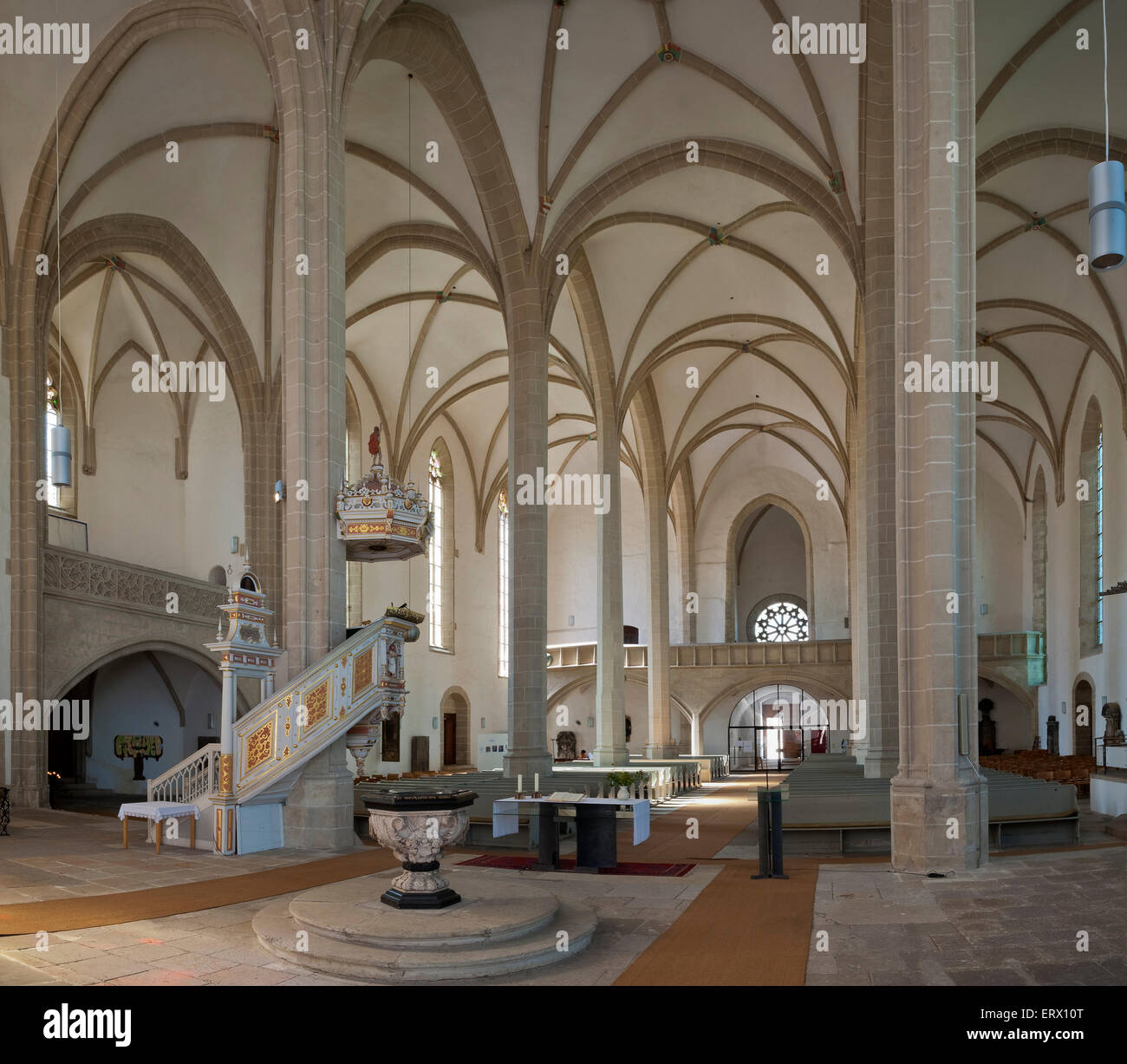 Protestant church of St. Mary, 14th century, interior, Torgau, Saxony ...