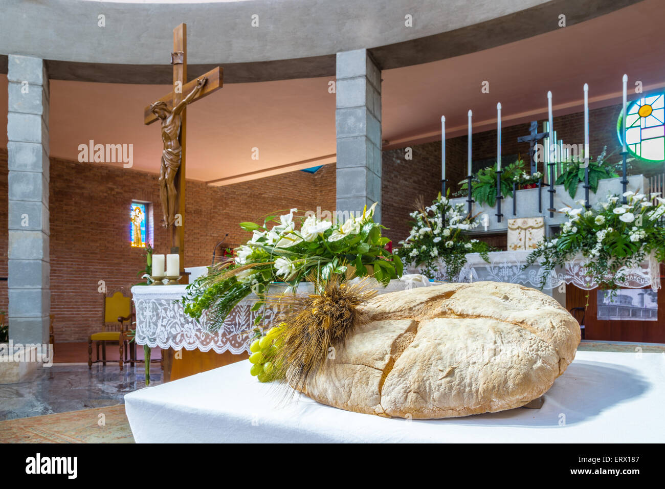 bread, grapes and ears of wheat as a symbol of Christian Holy Communion ...
