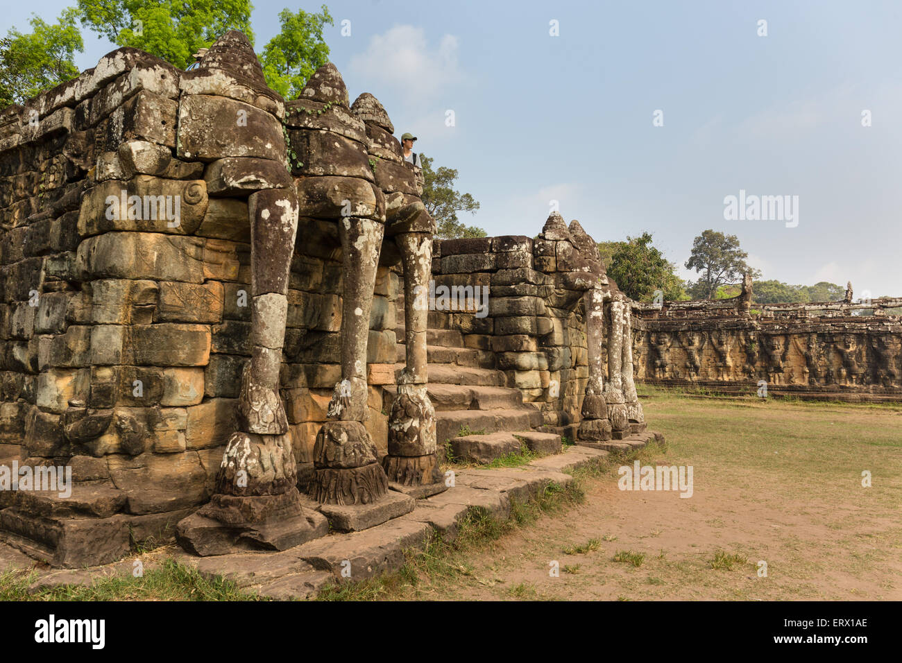 Elephant Terrace, three-headed elephants, southern stairs, side portal ...