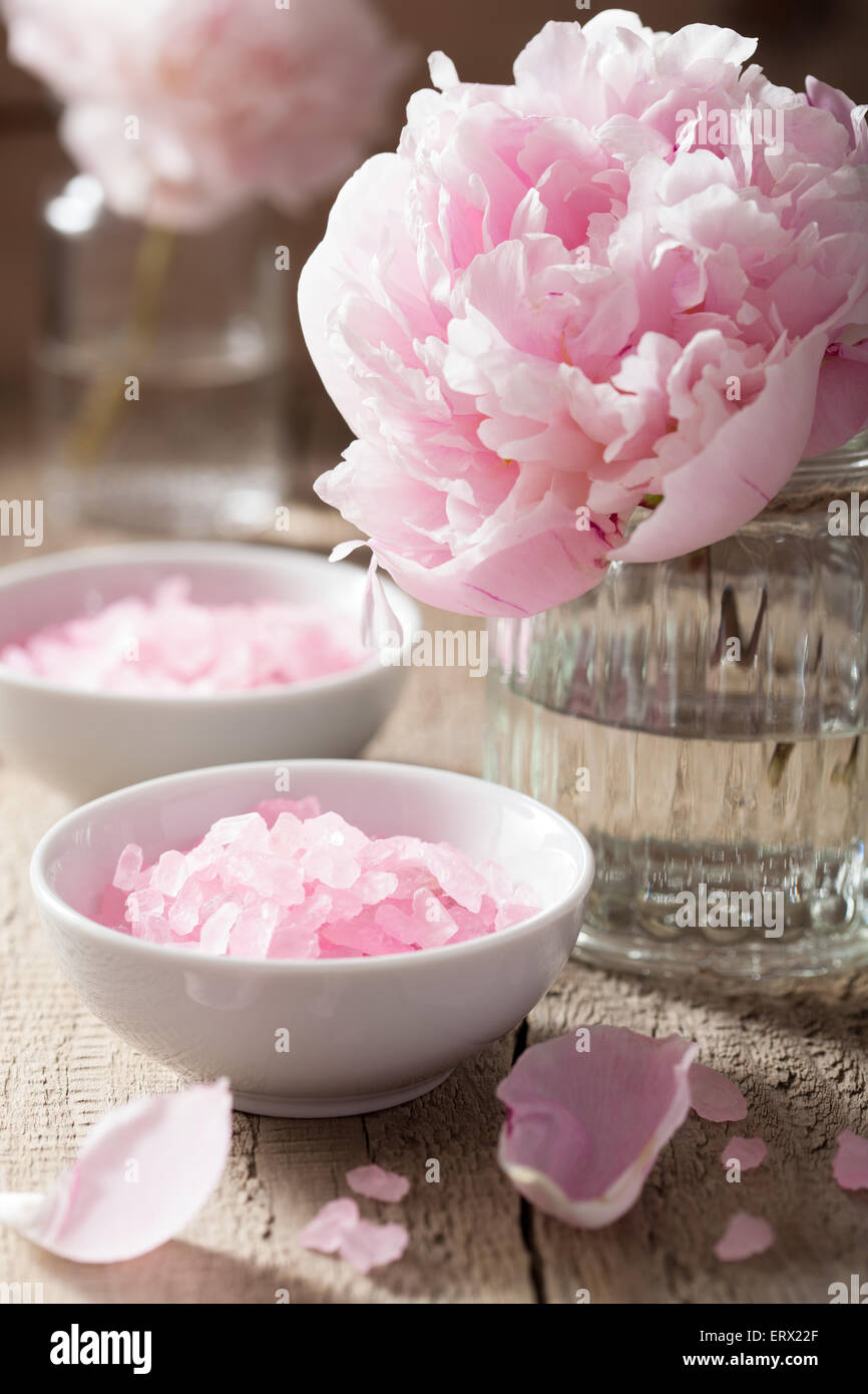 pink flower salt peony for spa and aromatherapy Stock Photo - Alamy