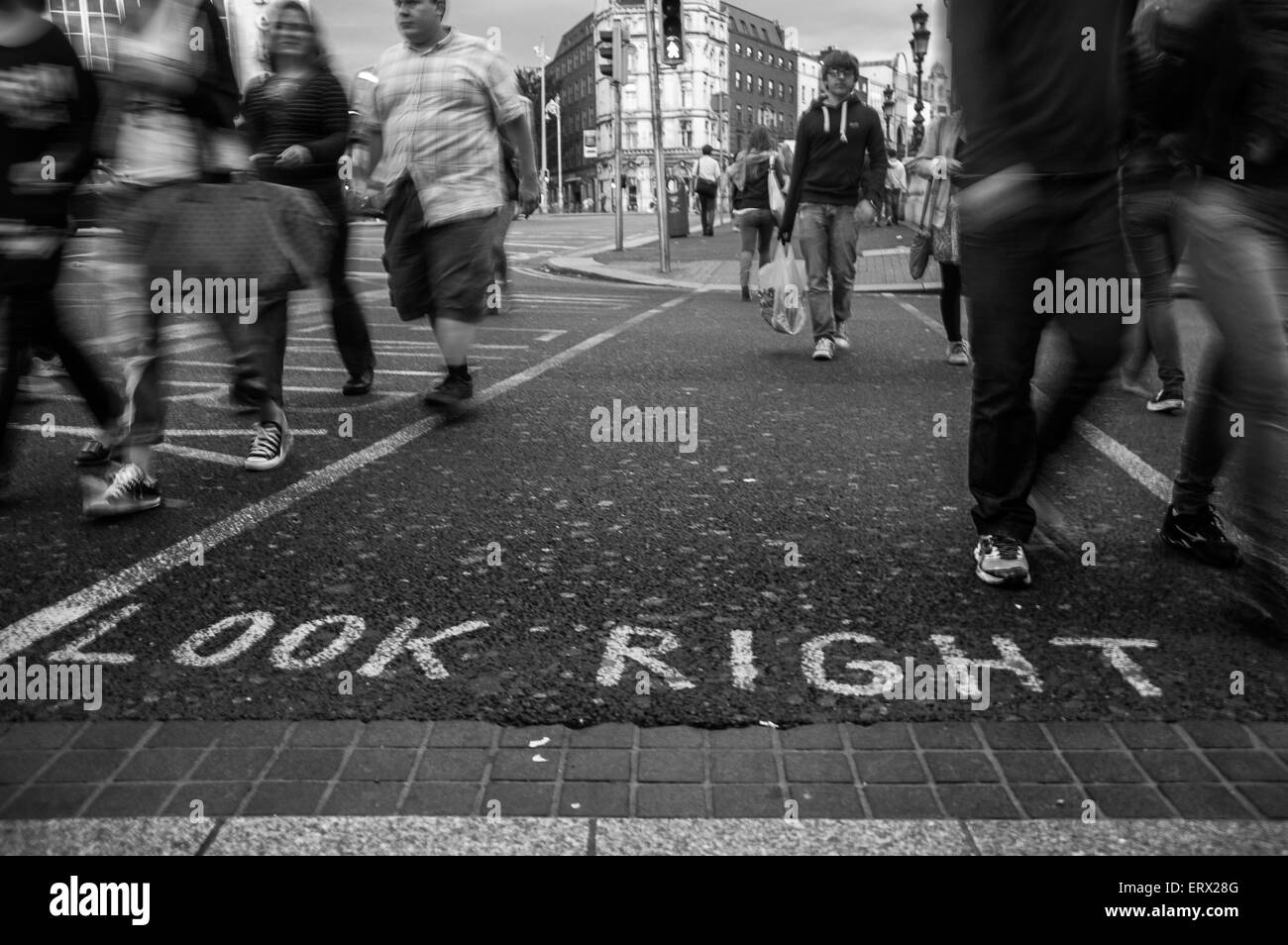 Look right signal in Dublin Stock Photo - Alamy