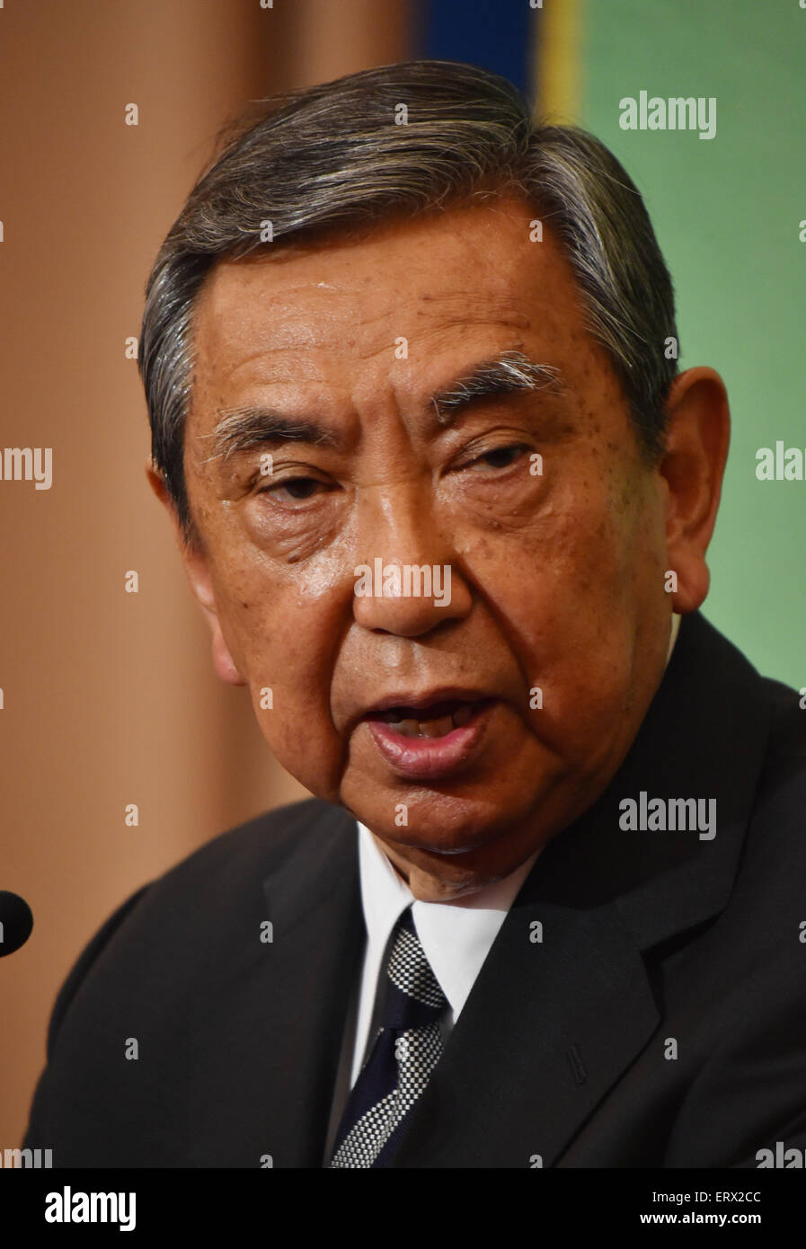 Tokyo, Japan. 9th June, 2015. Former Chief Cabinet Secretary Yohei Kono of the Liberal ...