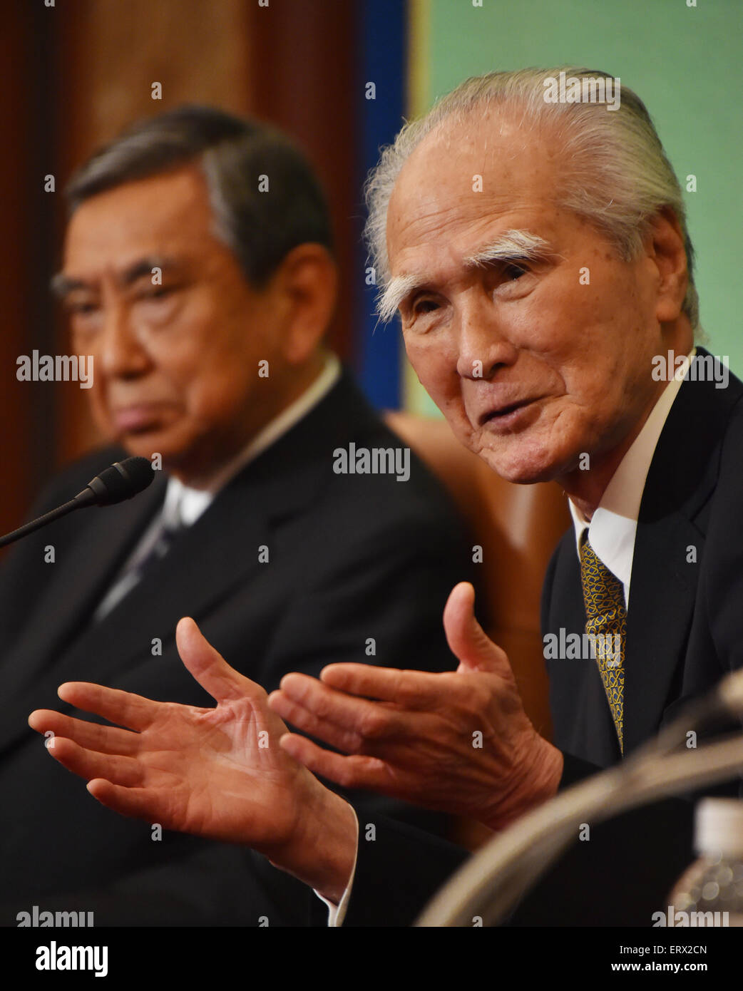 Tokyo, Japan. 9th June, 2015. Japans former Prime Minister Tomiichi ...