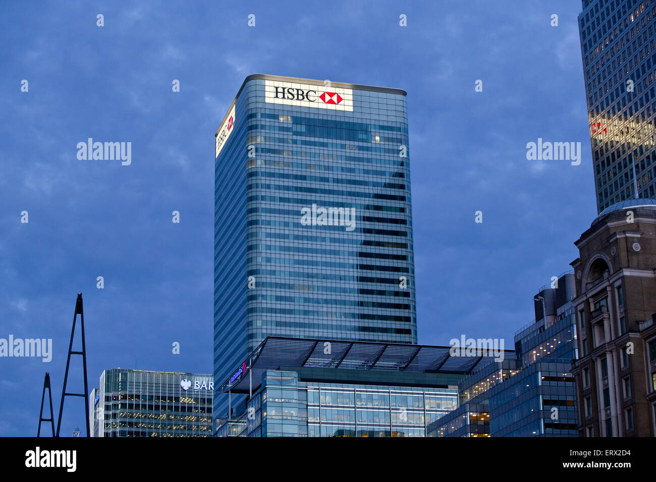 View of the building of the Headquarters of HSBC bank in Canary Wharf in London, 28 August 2012 ...