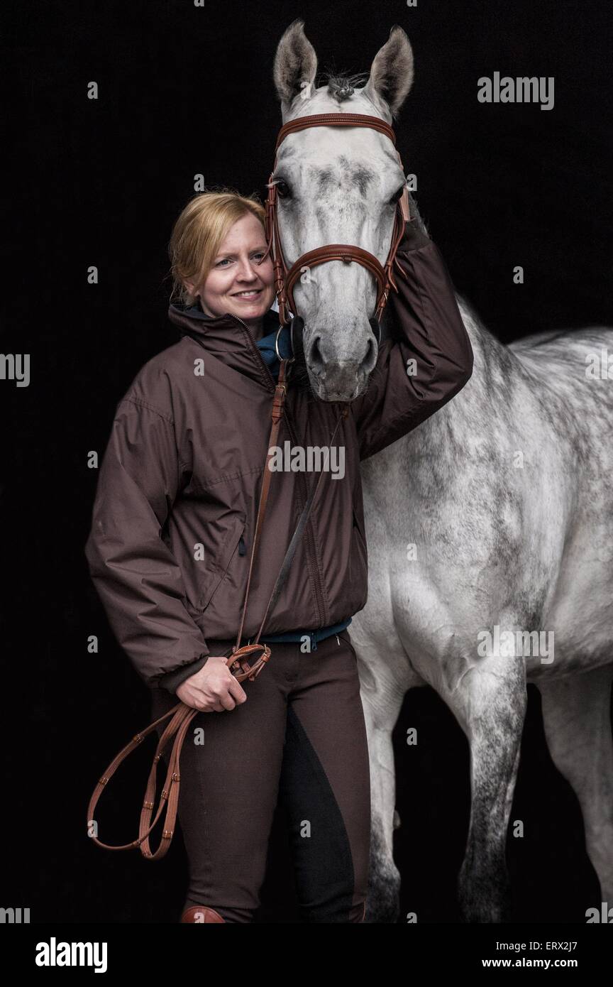 woman and Holstein Horse Stock Photo - Alamy