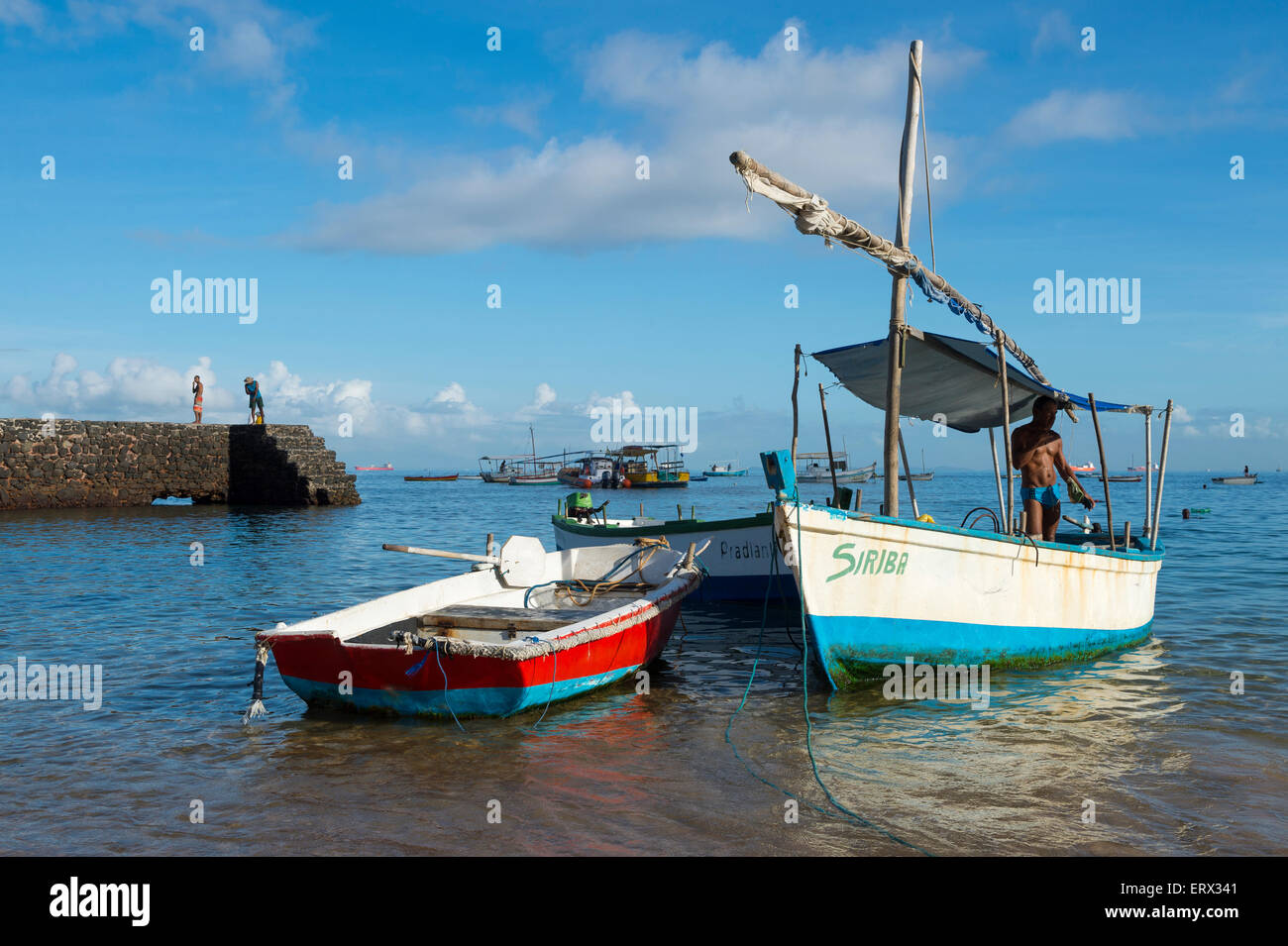 Traditional colorful brazilian fishing boat hi-res stock photography ...