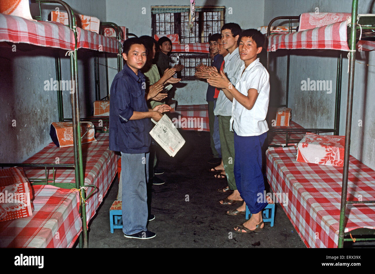 Chinese youth prisoners in Chengdu Youth Detention Center dormitory ...