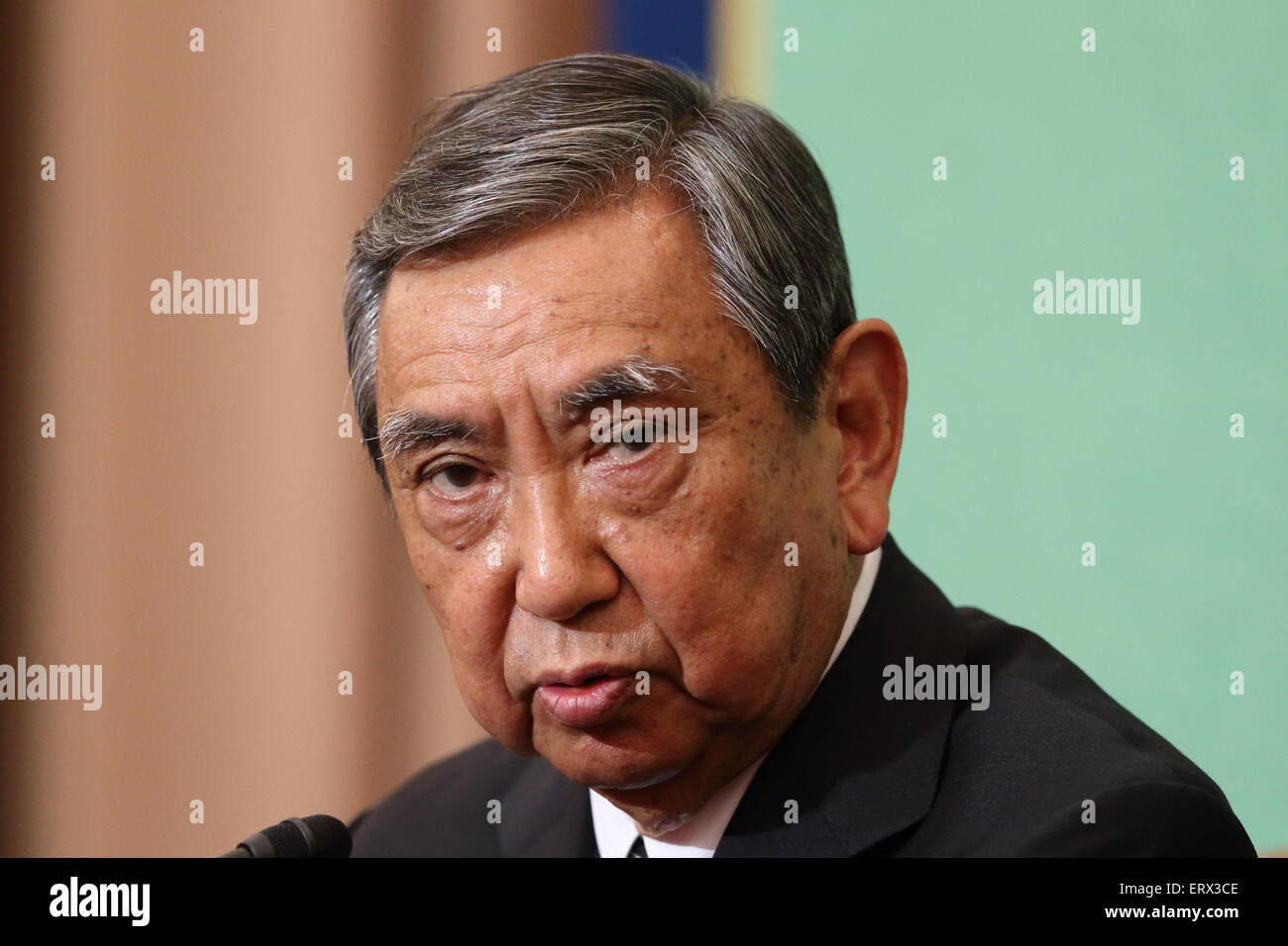 Former vice president of Japan Yohei Kono attends press conference at Japan National Press Club ...